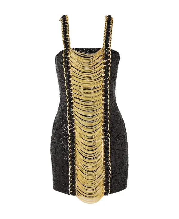 Balmain Logo Embellished Sequined Dress