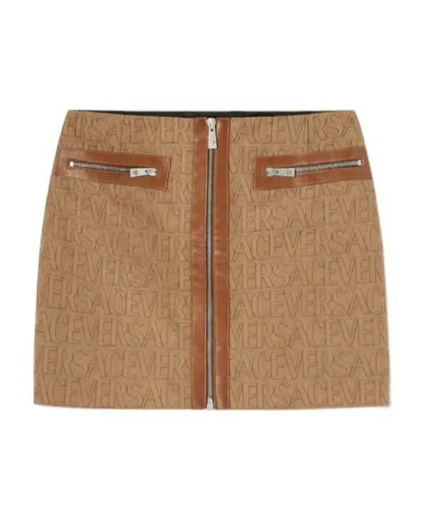 Versace Logo Jacquard Zipped Mini Skirt