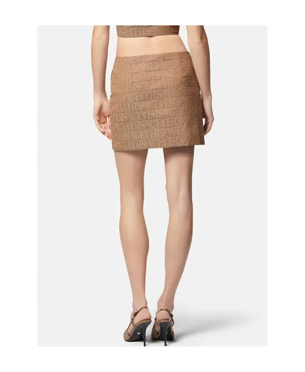 Versace Logo Jacquard Zipped Mini Skirt