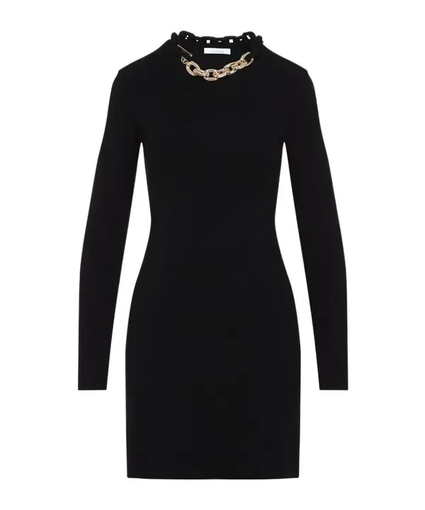 Rabanne Knitted Mini Dress With Gold Collar Detail