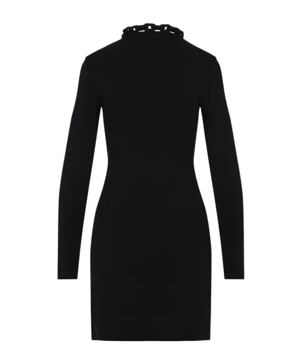 Rabanne Knitted Mini Dress With Gold Collar Detail