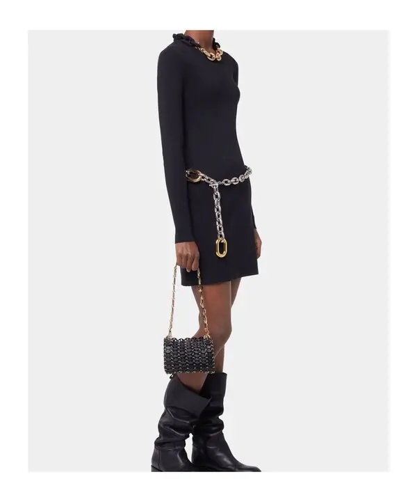 Rabanne Knitted Mini Dress With Gold Collar Detail
