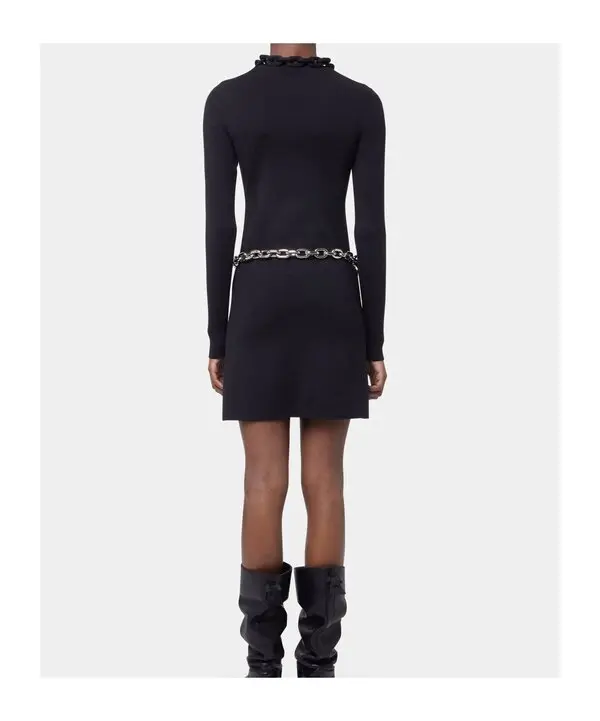 Rabanne Knitted Mini Dress With Gold Collar Detail