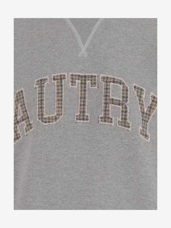 AUTRY Check-pattern Embroidered Sweatshirt - Gray