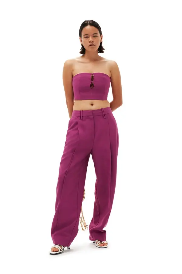 GANNI Low-rise Pleated Straight-leg Trousers