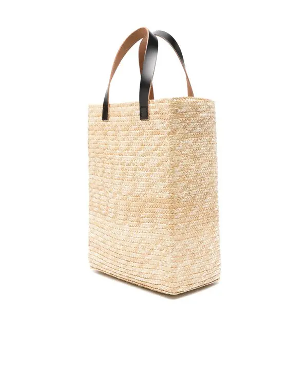 Plan C Pili And Bianca Straw Tote Bag - Black