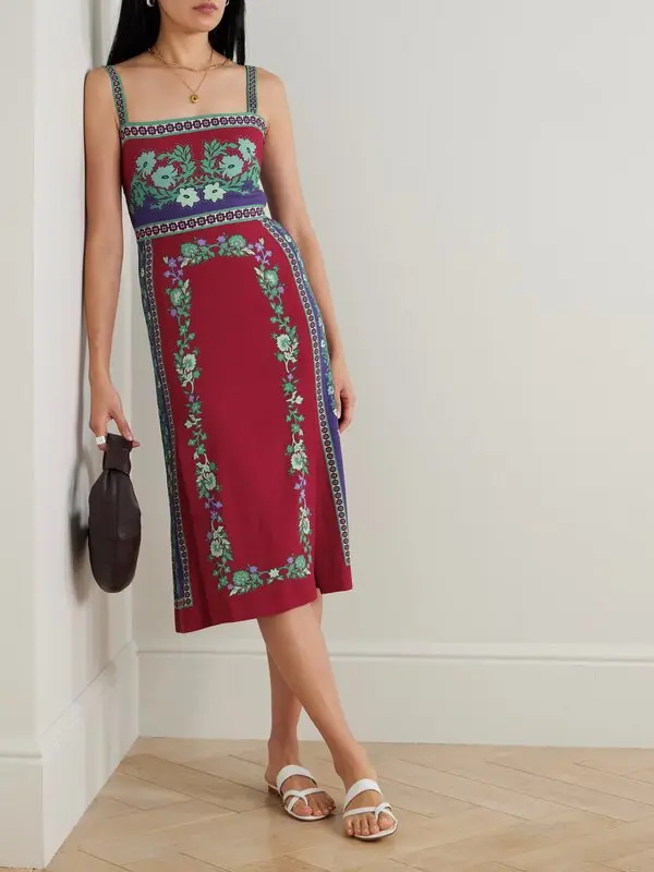 La DoubleJ Buy Me A Martini" Floral Print Midi Dress - Multi-color