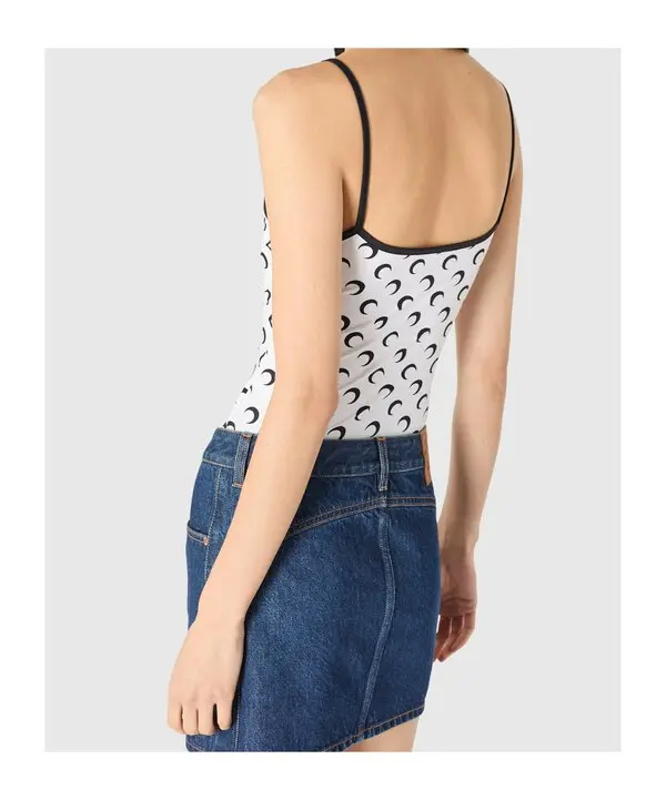 MARINE SERRE Moon Print Suspenders Belt - White