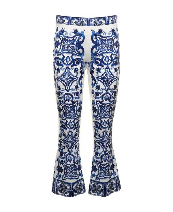 Dolce & Gabbana Majolica Print Flared Trousers - Blue