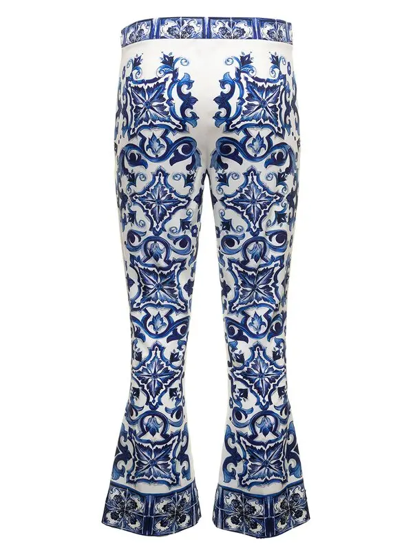 Dolce & Gabbana Majolica Print Flared Trousers - Blue