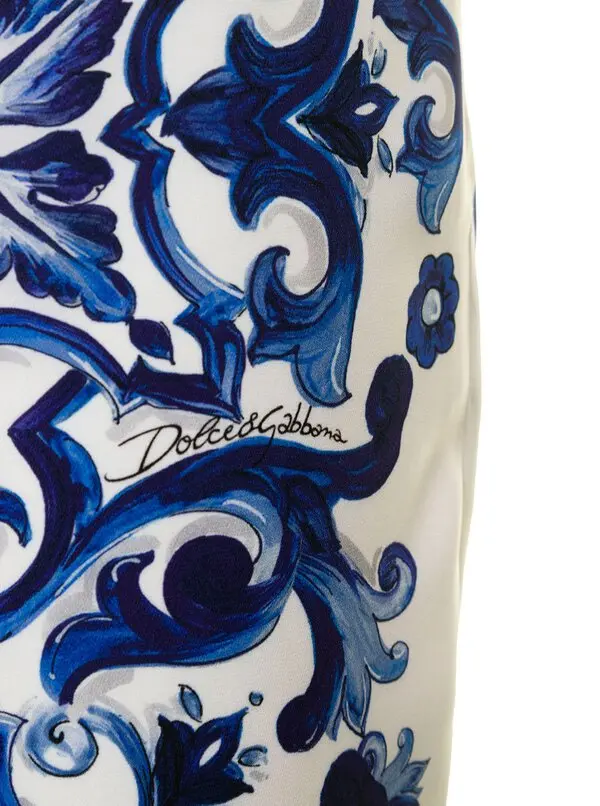Dolce & Gabbana Majolica Print Flared Trousers - Blue