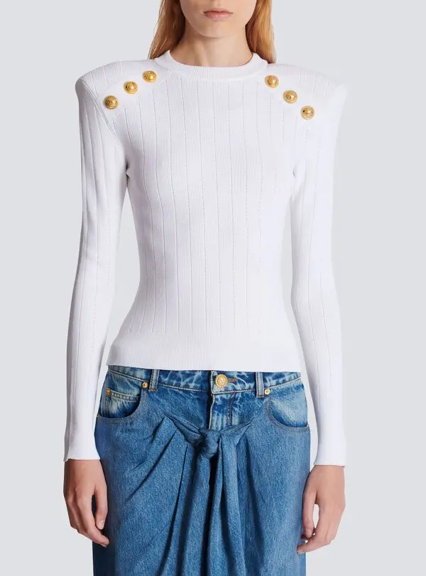 Balmain Button Embellished Knitted Jumper