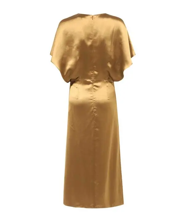 YVES SALOMON Cut-out Satin Midi Dress - Brown