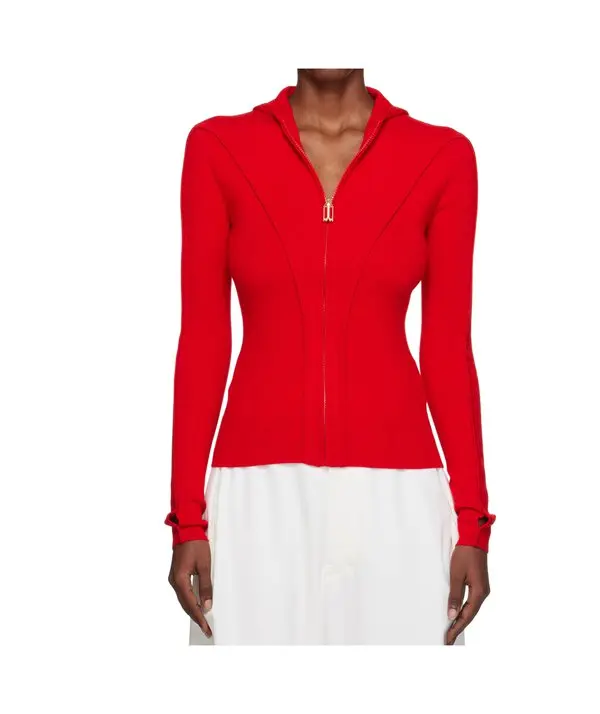 Victoria Beckham Zip-front Panelled Wool Hooded Cardigan