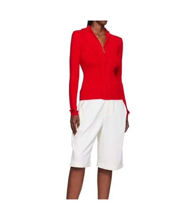 Victoria Beckham Zip-front Panelled Wool Hooded Cardigan