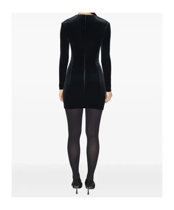 MUGLER Long-sleeve Sweetheart Neckline Mini Dress - Black