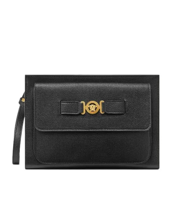 Versace Medusa Biggie Zipped Clutch Bag - Black/gold