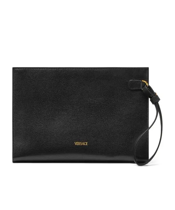 Versace Medusa Biggie Zipped Clutch Bag - Black/gold