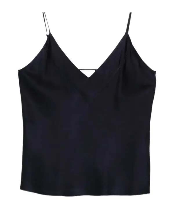 FORTE_FORTE V-neck Spaghetti Strap Tank Top - Black