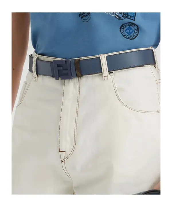 Fendi Ff Squared Reversible Studded Belt - Blue