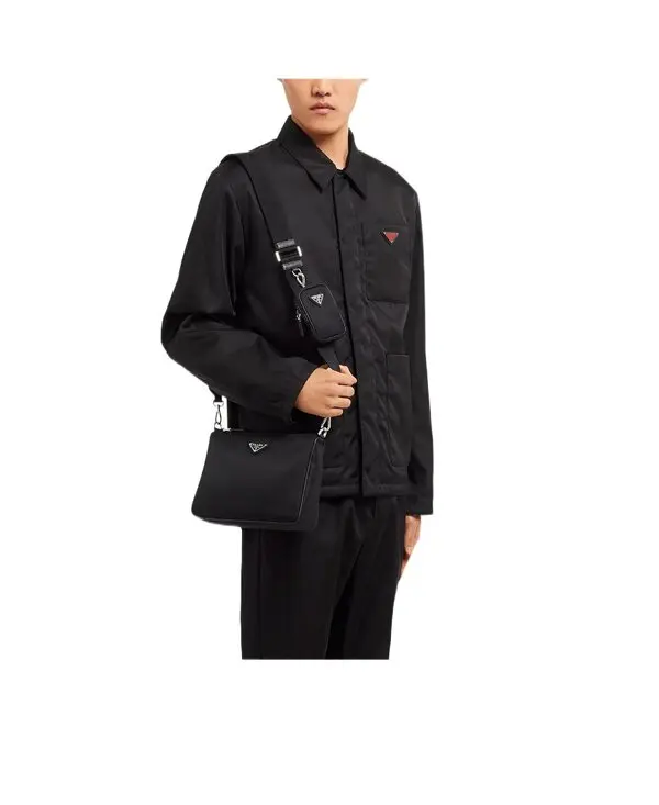 Prada Logo Plaque Zipped Messenger Bag