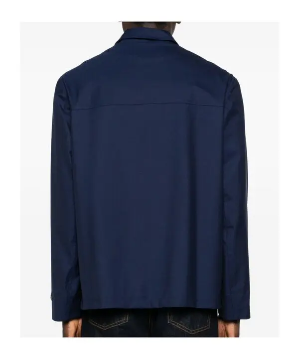 Brunello Cucinelli Buttoned Jacket With Flap Pockets - Navy Blue
