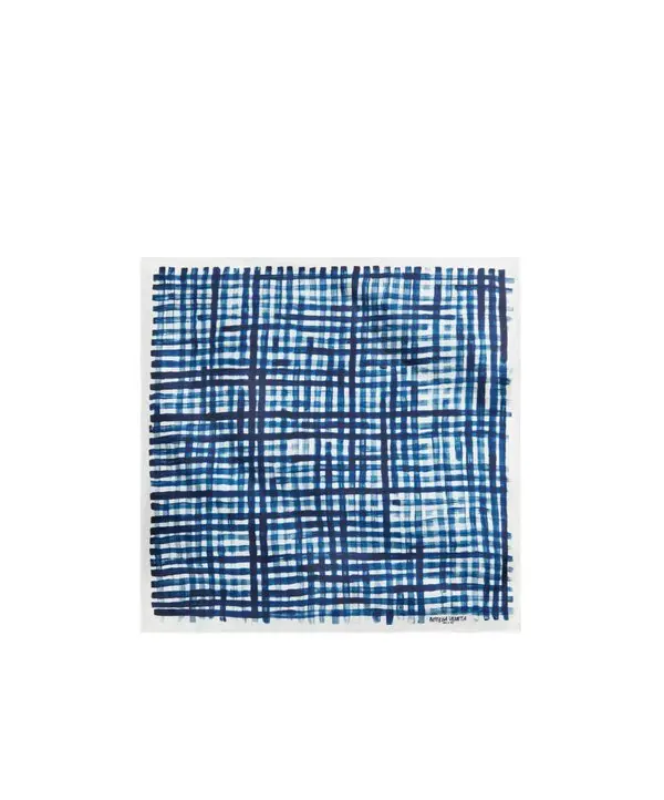 Bottega Veneta Printed Silk Check Foulard - Blue/white