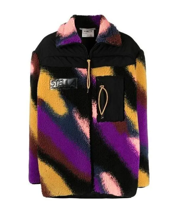 Stella McCartney Marley Faux-shearling Striped Coat - Black