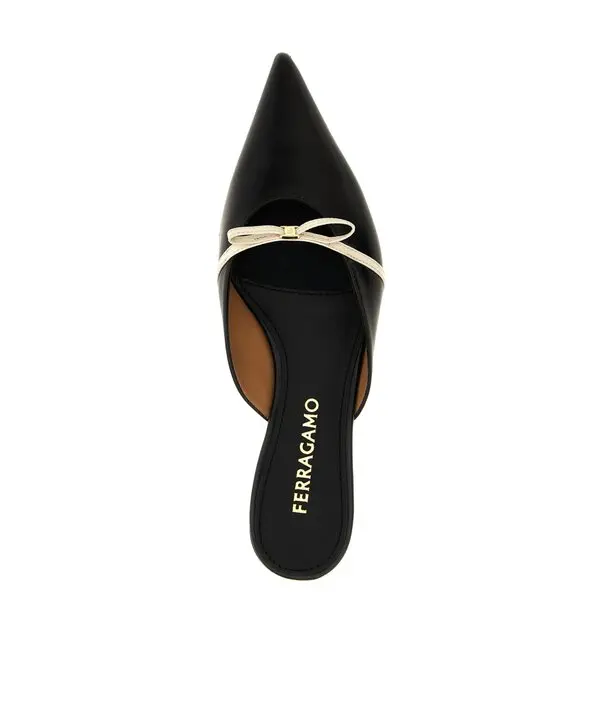 FERRAGAMO Mini Bow Mules - Black