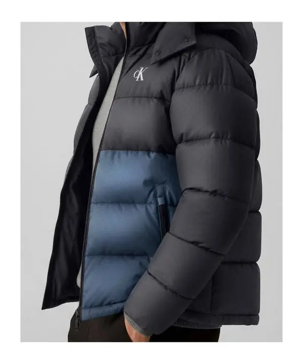 Calvin Klein Hooded Color-blocked Puffer Jacket