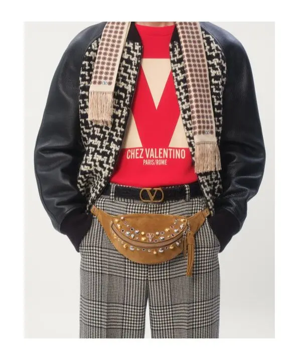 Valentino Garavani Chez Zip-up Bomber Jacket With Leather Accents - Ivory/black