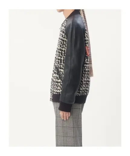 Valentino Garavani Chez Zip-up Bomber Jacket With Leather Accents - Ivory/black