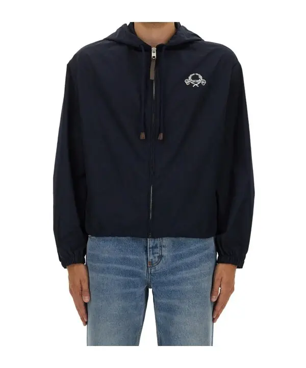 Moschino Hooded Zip-up Jacket With Embroidered Logo