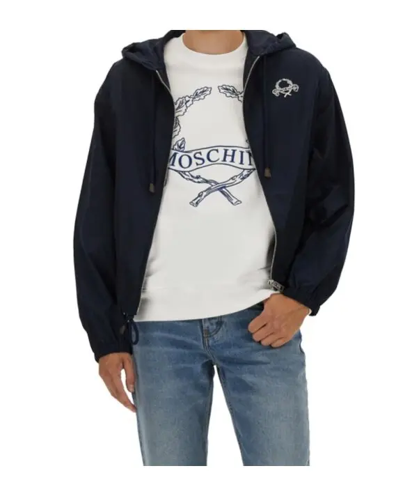 Moschino Hooded Zip-up Jacket With Embroidered Logo