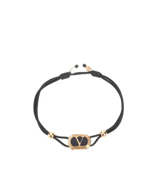Valentino Garavani Gold Tone Logo Bracelet - Black