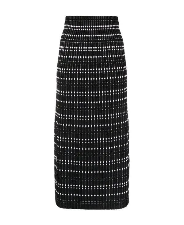 Alexander McQueen High-waisted Rib-knit Midi Skirt With Abstract Pattern