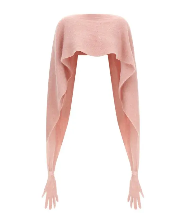 Moschino Alpaca Wool Cape With Glove Detail - Pink