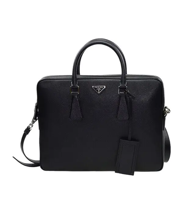 Prada Leather Zip Shoulder Bag - Black