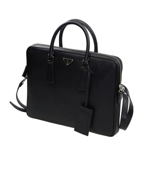 Prada Leather Zip Shoulder Bag - Black