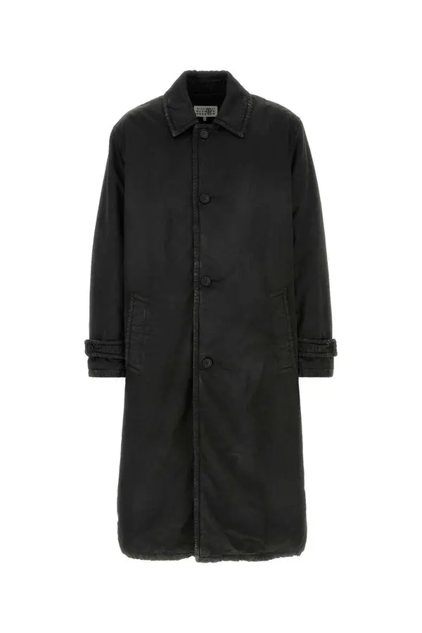 MAISON MARGIELA Waxed Single-breasted Coat - Black
