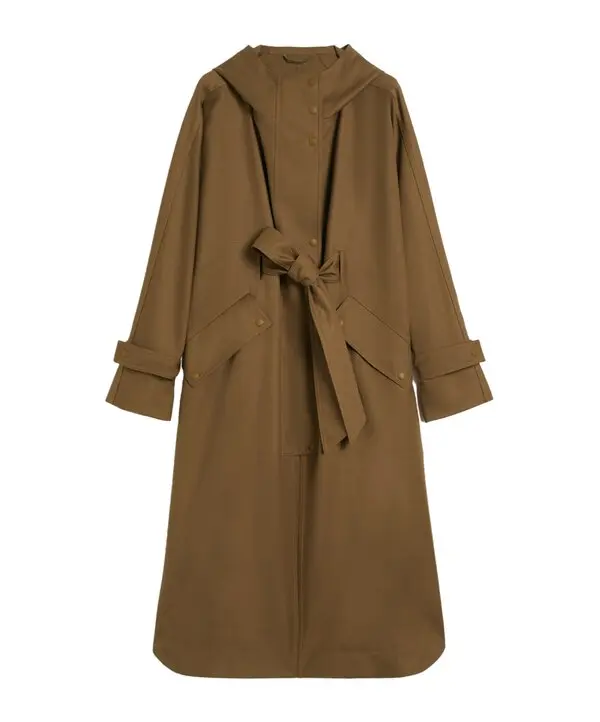 Max Mara Long Belted Hooded Coat - Brown