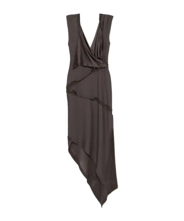Attico Sleeveless V-neck Asymmetrical Hem Dress
