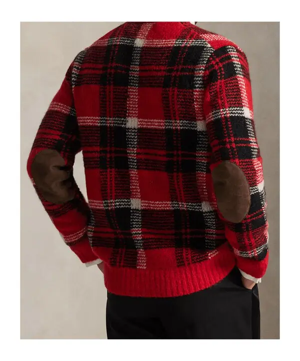 Polo Ralph Lauren Plaid V-neck Cardigan With Elbow Patches