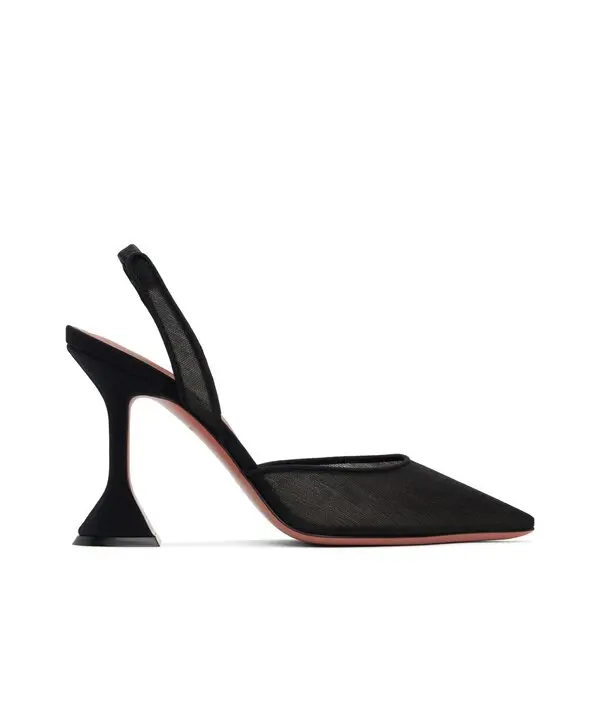 Amina Muaddi Holli Mesh Sling 95 Heels - Black