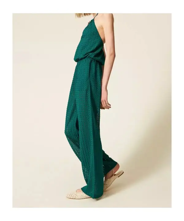 TWINSET Knitted Halter Neck Jumpsuit With Pearl Detail