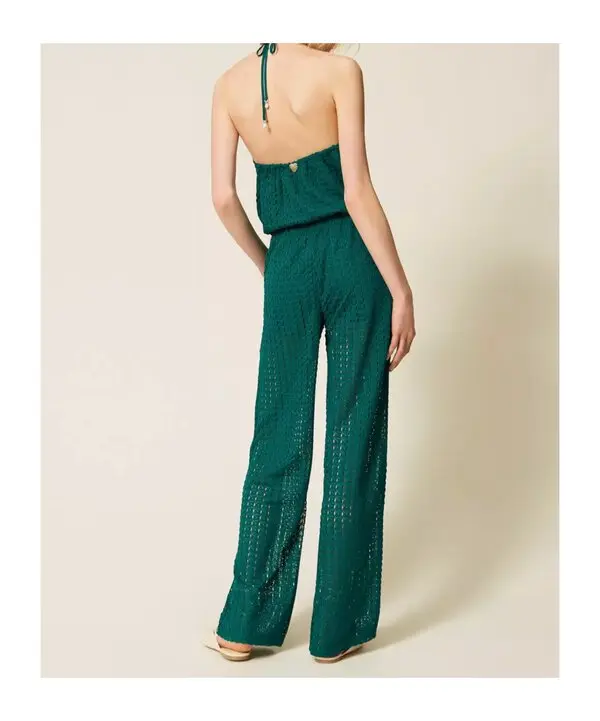 TWINSET Knitted Halter Neck Jumpsuit With Pearl Detail