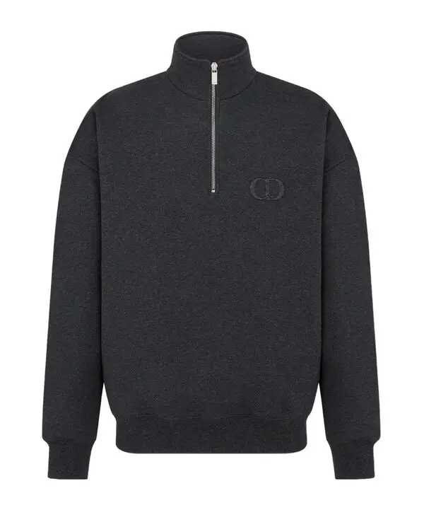 Dior High Neck Zip Detailed Sweatshirt - Black