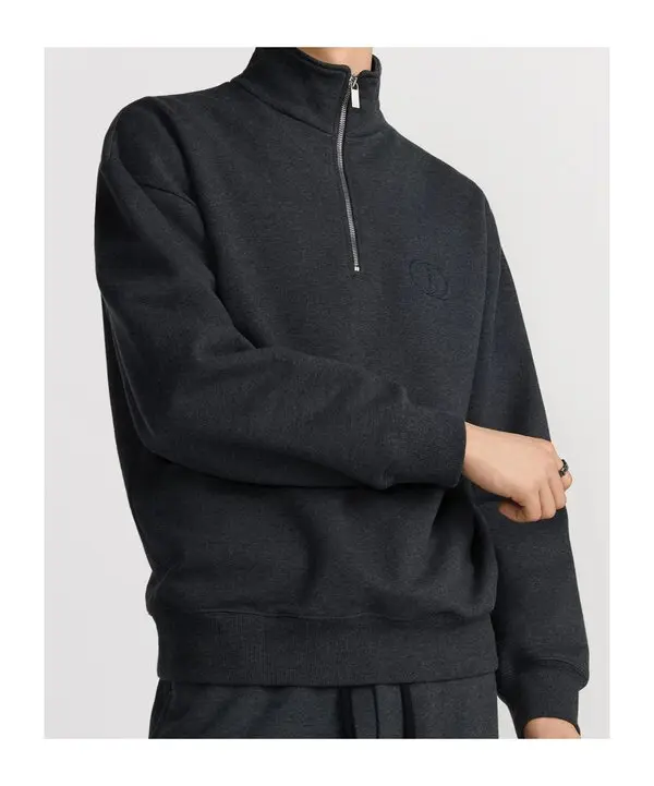 Dior High Neck Zip Detailed Sweatshirt - Black