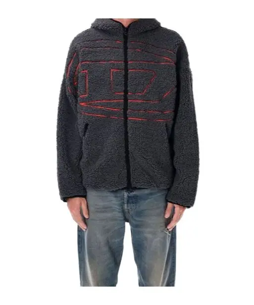 DIESEL® Hooded Logo-detail Fleece Jacket - Dkgrey