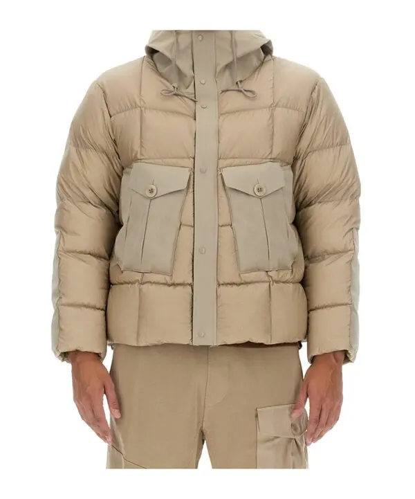 TEN C Drawstring Hooded Padded Coat - Nude